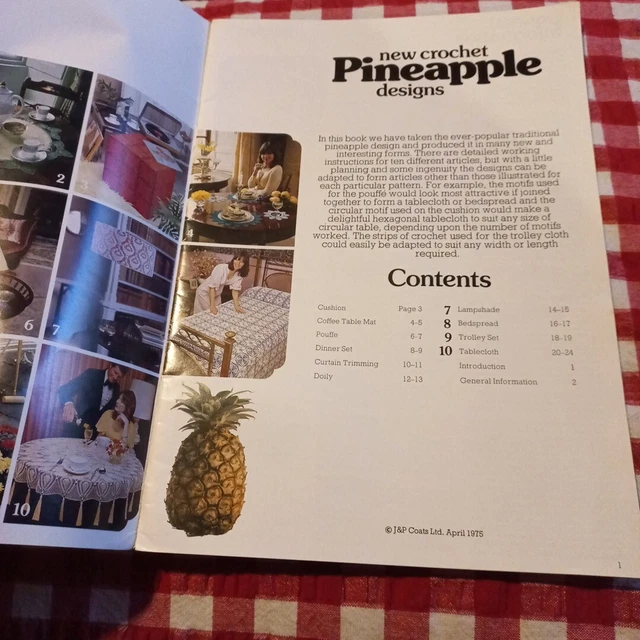 😇 COATS CROCHET Pattern Book No 1219 Pineapple Designs Vintage 1975 10 ...