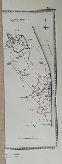 ANTIQUE MAP SANDWICH Showing Boundary Of Borough C1835 Pub. C Lewis Eng ...