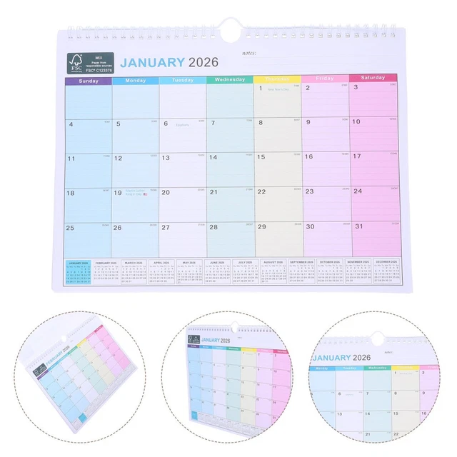 CALENDAR 2026-2027: HANGING Spiral Bound Wall Planner 18 Months ...