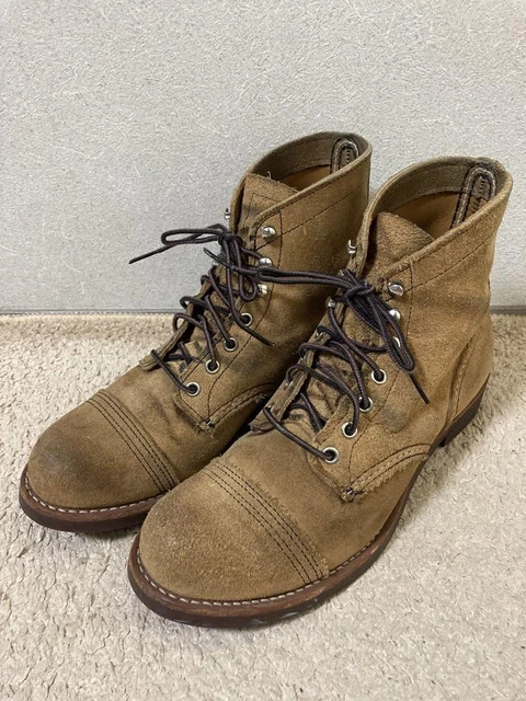 RED WING MEN'S US9.5 D Iron Ranger Work Boots 8083 Beige Suede Cap Toe ...