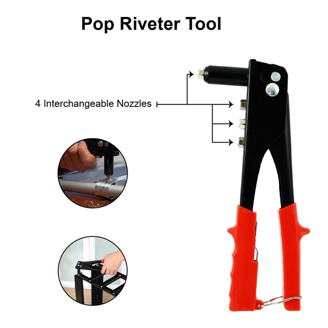 HEAVY DUTY 4 Head Nozzle Pop Rivet Gun Hand Riveter Tool New $15.94 ...