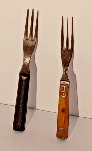 2 ANTIQUE CIVIL War Era Fork Wood Handle right side Fork with Pewter Inlay £27.28 - PicClick UK
