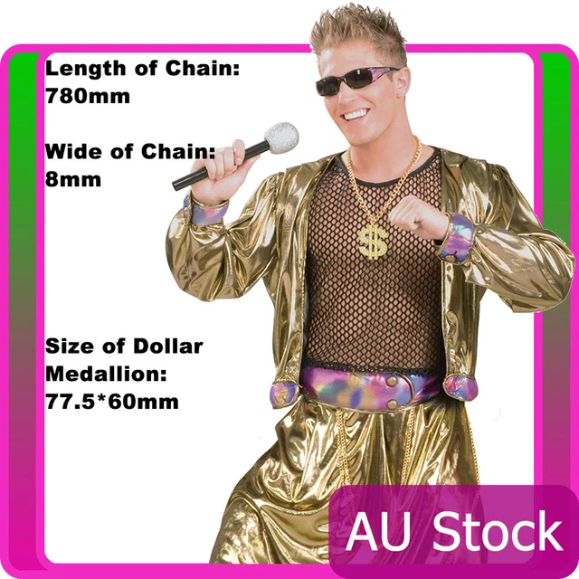 DOLLAR MEDALLION BLING Ali G Gangster 80s Hip Hop Costume Necklace ...