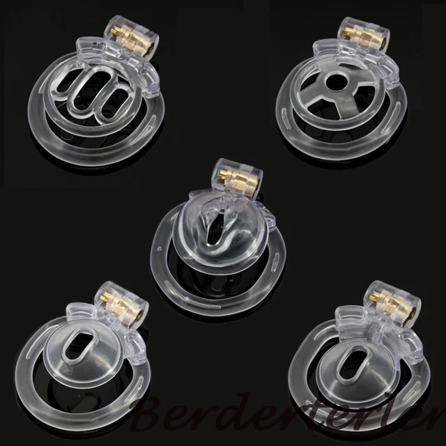 INVISIBLE (CLEAR) CHASTITY Cage Ultralight Cage with 4 Rings Restraints ...