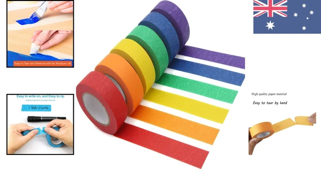 VIBRANT NON-TOXIC MASKING Tape: 6 Colors, 1 Inch x 13 Yards for Kids ...