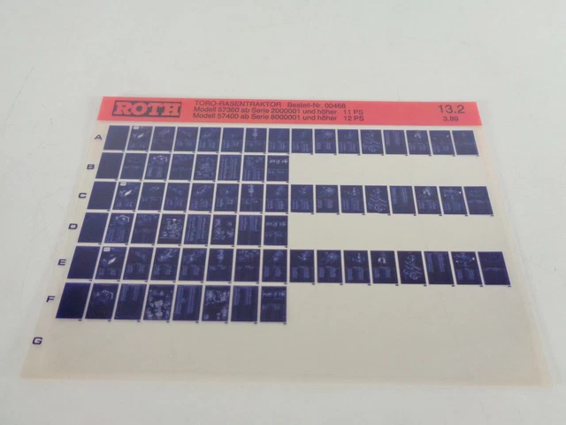 MICROFICH CATALOG ROTH Toro Lawn Tractor Model 57360 & 57400 By 03/1969 ...
