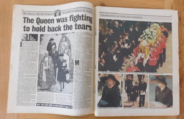 HISTORIC NEWSPAPER FUNERAL of Princess Diana Express on Sunday 7 Sept ...
