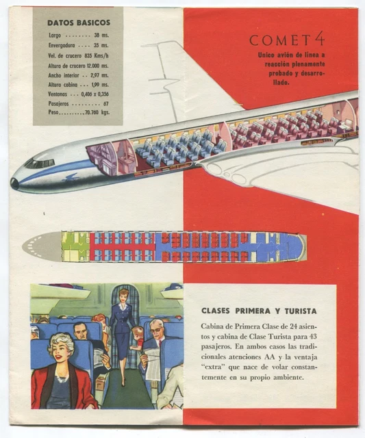 AEROLÍNEAS ARGENTINAS DE Havilland Comet 4 Folleto Recortado Y Mapa De Asientos EUR 140,51 ...