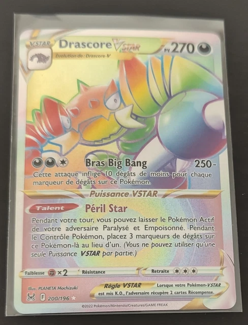 CARTE POKÉMON DRASCORE VSTAR Rainbow 200/196 EB11 Origine Perdue FR EUR ...