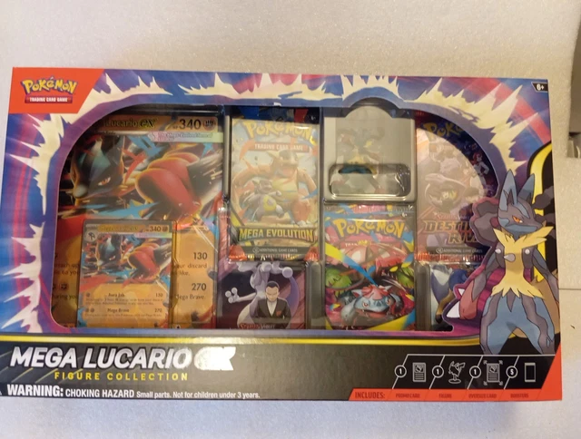 POKEMON TCG MEGA Lucario ex Figure Box Brand New and Sealed 5 Booster ...