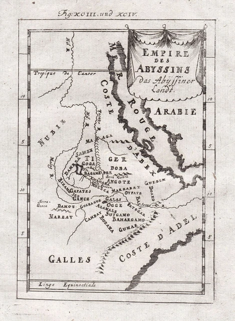 ETHIOPIAN EMPIRE ABYSSINIA Red Sea Africa map Karte Mallet Kupferstich ...