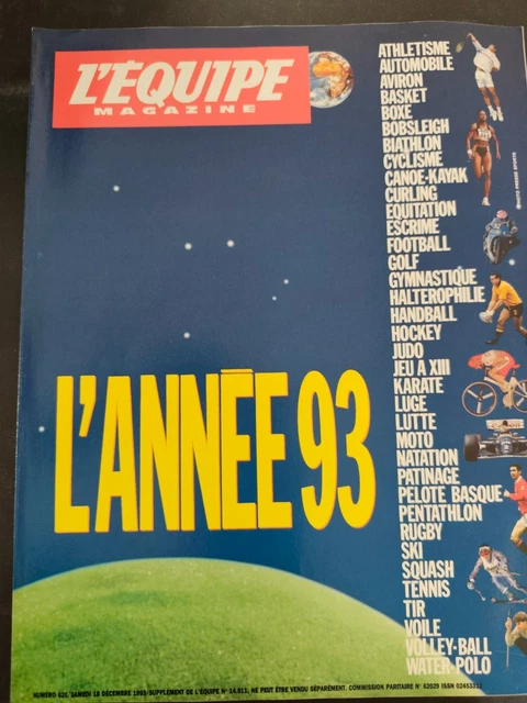 MAGAZINE L'ÉQUIPE SPÉCIAL Bilan 1993 numéro 620 Décembre 1993 EUR 5,00 ...