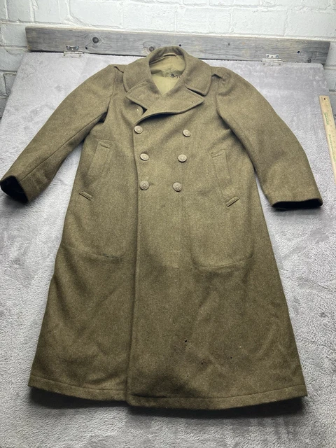 WWII US ARMY Long Wool Overcoat Trenchcoat WW2 1942 Mens 38R Authentic ...