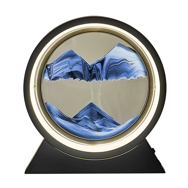 3D HOURGLASS NIGHT Light Crafts USB Dimmable Sand Art Table Lamp (Blue ...
