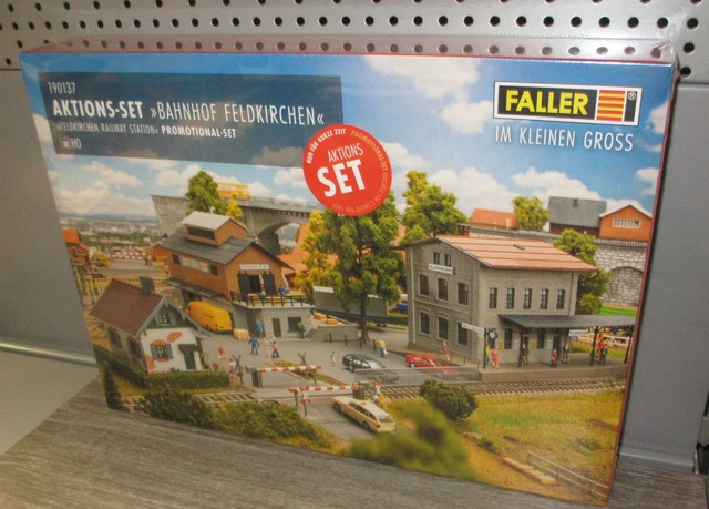FALLER H0 190137 Set Bahnübergang, Stellwerk, Bahnhof, Lagerhaus ...