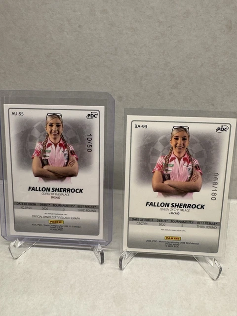 PANINI PDC WORLD Championship 2026 Fallon Sherrock Auto /50 Red + Base ...