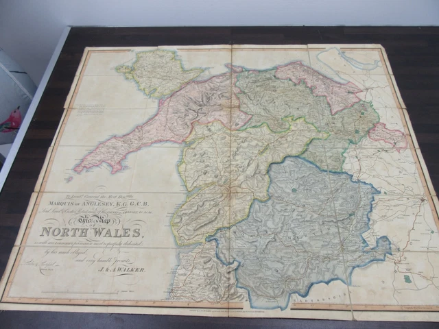 WALKER'S MAP OF North Wales Antique Map March 1824 £27.97 - PicClick UK