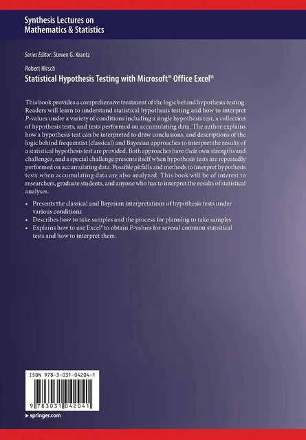 STATISTICAL HYPOTHESIS TESTING with Microsoft ® Office Excel ® | Robert ...