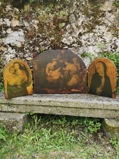 RARE ANCIEN TRIPTYQUE Bois Religieux Jesus L'adoration Des Bergers 1,25 ... RARE ANCIEN TRIPTYQUE Bois Religieux Jesus L'adoration Des Bergers 1,25 ...