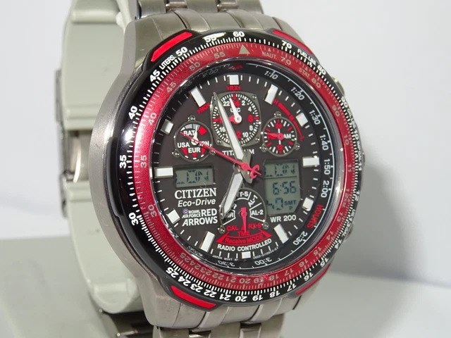 MEN'S CITIZEN ECO drive titanium red arrows radio controlled watch ...