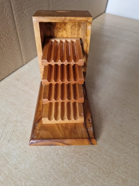 VINTAGE CANTILEVER WOODEN Cigarette Dispenser Box. Holds 20 Cigarettes ...