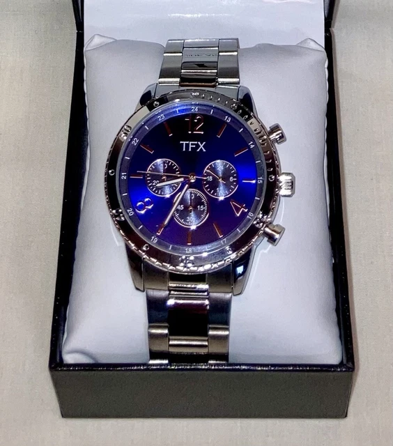 NEW! STUNNING! BULOVA TFX Chronograph 2 Tone SS Blue Face Dial Men’s ...