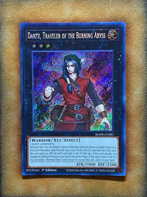 YUGIOH DANTE, TRAVELER Of The Burning Abyss BLMR-EN081 Secret Rare 1ère édition comme neuf EUR 1 ...