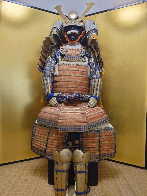 LIFE-SIZE JAPANESE SAMURAI Armor Yoroi Set Red Odoshi with Box Stand ...