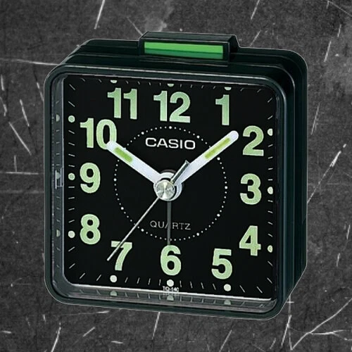 CASIO TQ140-1D TRAVEL Clock Quartz Alarm Clock Neobrite Black w Battery ...