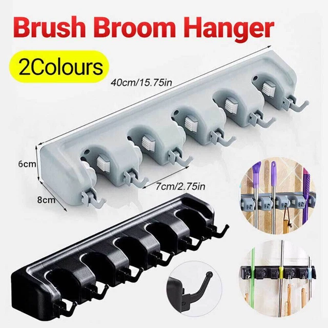 WALL MOUNTED BRUSH Storage Rack Broom Hanger Mop Holder Organizer ...