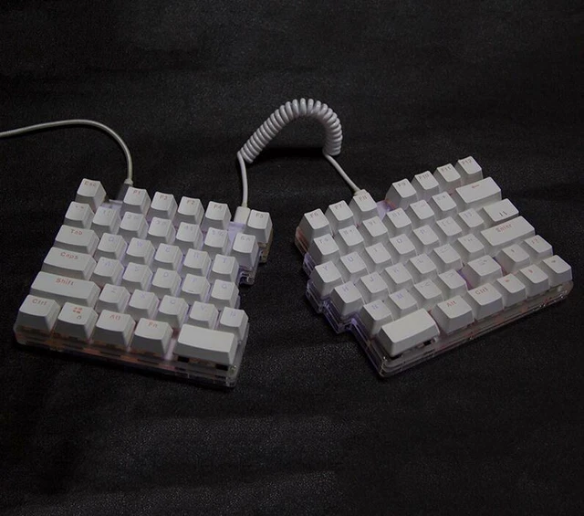SPLIT MACRO KEYBOARD 78keys White Mechanical Multi- Modes LED Backlight ...