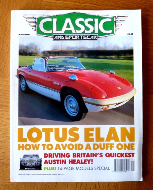 CLASSIC AND SPORTS Car Magazine March 1992 Lotus Elan, Healey, MGA ...