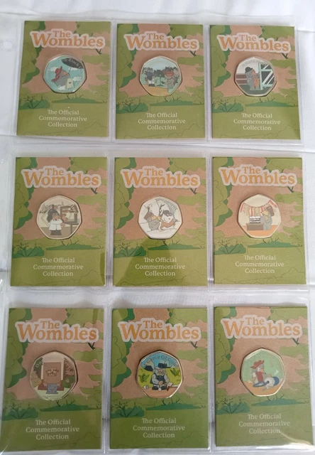 THE WOMBLES 50p 5 X COLOUR COINS GUERNSEY 2023 AND 16 COMMENRATIVE ...