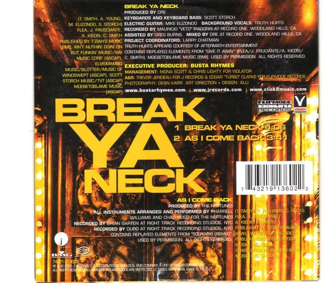 BUSTA RHYMES - Break Ya Neck - CDS - 2001 - Hip Hop 2TR Cardsleeve EUR ...