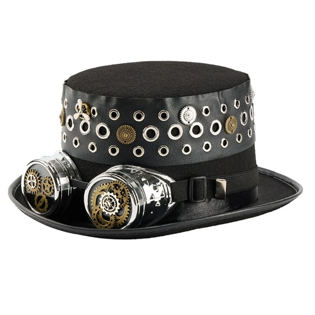 GOTHIC GROMMET GEARED Top Hat Coser Halloween Party Costume for ...