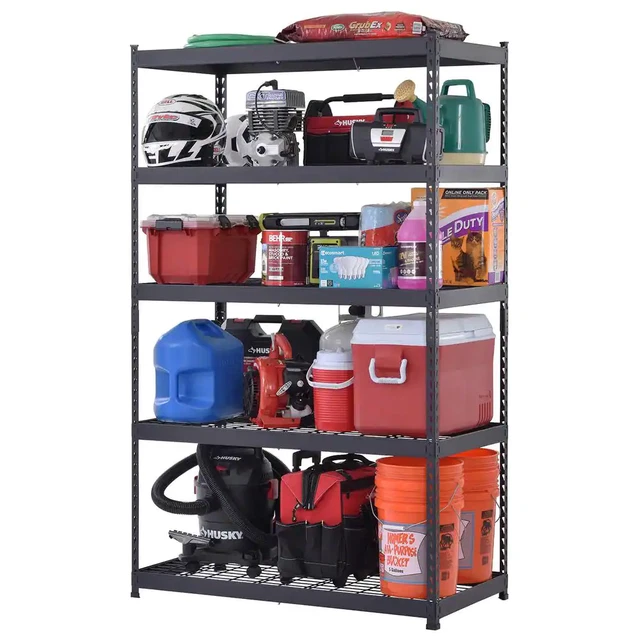 5-TIER HEAVY DUTY Boltless Steel Garage Storage Shelving Unit in Black ...