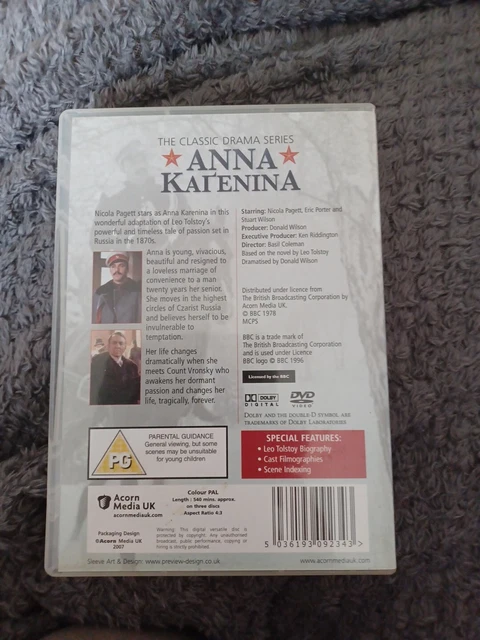 ANNA KARENINA - Complete BBC Series (3-DVD Set) [1978] Nicola Pagett REG 2, UK EUR 5,14 ...