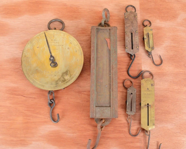 VTG SET OF 6 Various Size and Brands Spring Balances including a Salter ...