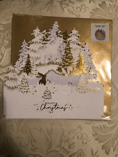 BIGLIETTO PAPER CHASE 3D pop-up cervo scena invernale BUON NATALE ...