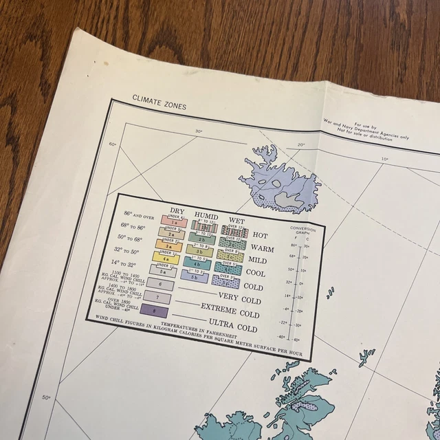 ORIGINAL ANTIQUE 1943 Map Of Europe, Climate, US Army Map service WWII ...