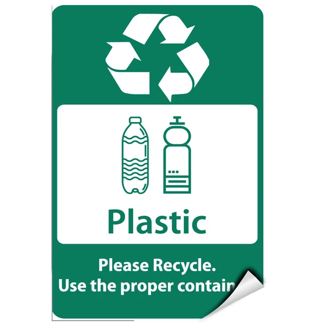 PLASTIC PLEASE RECYCLE. Use The Proper Container. LABEL DECAL STICKER £ ...