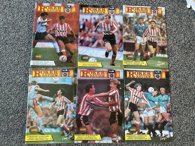 SUNDERLAND AFC FOOTBALL programmes x6 from August 90 to November 90. £6 ...
