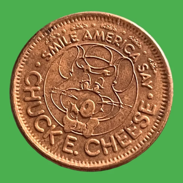 VTG CHUCK E Cheese Token 1984 In Pizza We Trust Pizza Smile America 25 ...