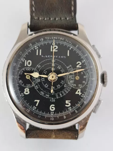 L . LEROY & CIE Chronographe Militaire Acier Staybrite Vers 1940 ...