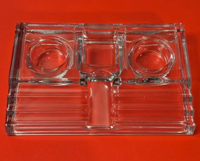 VINTAGE CLEAR GLASS Desk Organizer - Paragon - Art Deco Inkwell Retro ...