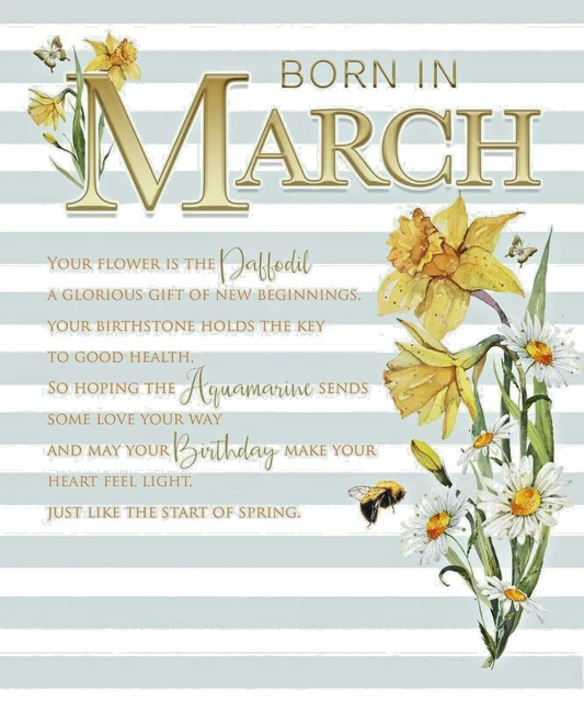 BORN IN MARCH Birthday Card Female - Foil - Premium Quality - Cherry ...