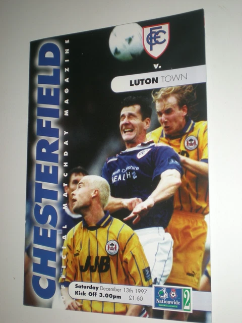CHESTERFIELD V LUTON TOWN, 13th DECEMBER 1997, NO WRITING, MINT ...