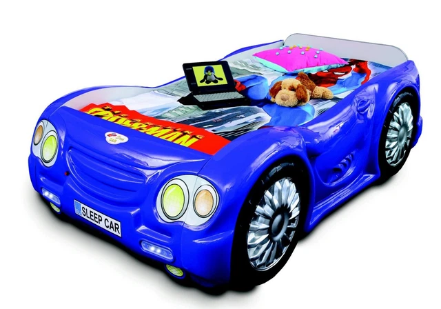 VOITURE DE COURSE Auto Lit Avec Matelas D'Enfant Chambre D'Enfants Bleu ...