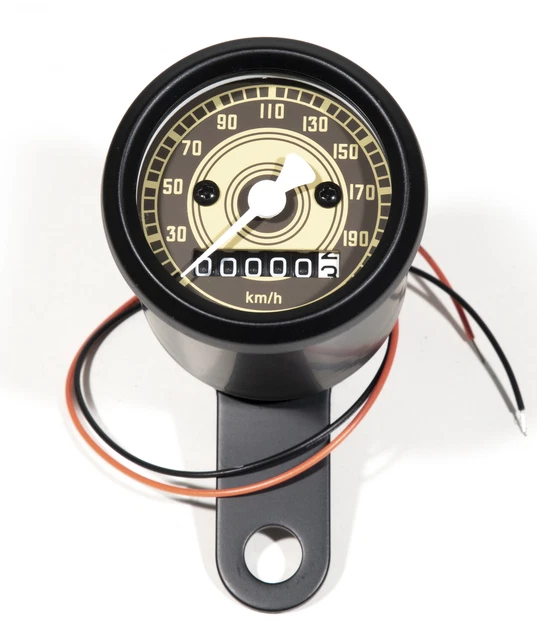 MINI SPEEDOMETER 48MM Black 2:1 Retro Vintage Style for HD Suzuki ...