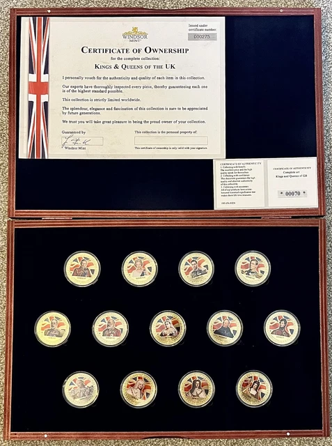 WINDSOR MINT &KINGS & Queens of the UK" Boxed Coin Set and COA 2023 £ ...